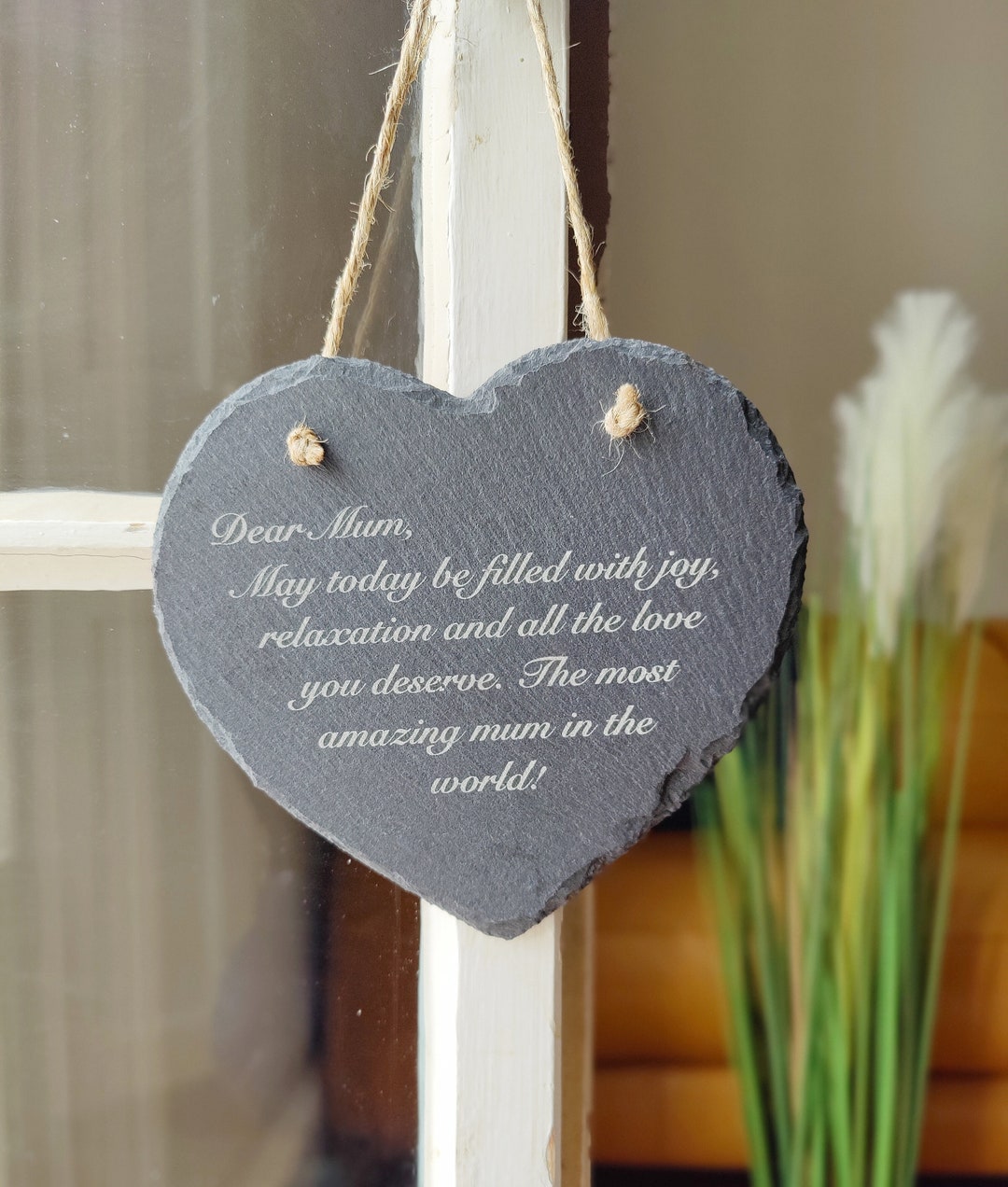 Heart Slate Design Gift Personalised Slate Thank You Gift for Her ...