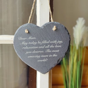 Heart Slate Design Gift Personalised Slate Thank You Gift for Her ...