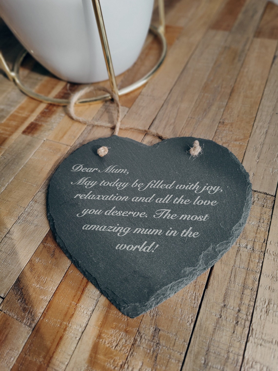 Personalised Heart Slate Sign Engraved Mum Gift Wedding Decoration ...
