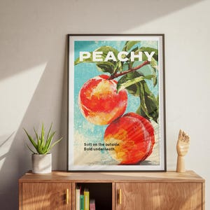 Peachy Vintage Fruit Illustration Matte Poster | Peach Wall Art - Etsy