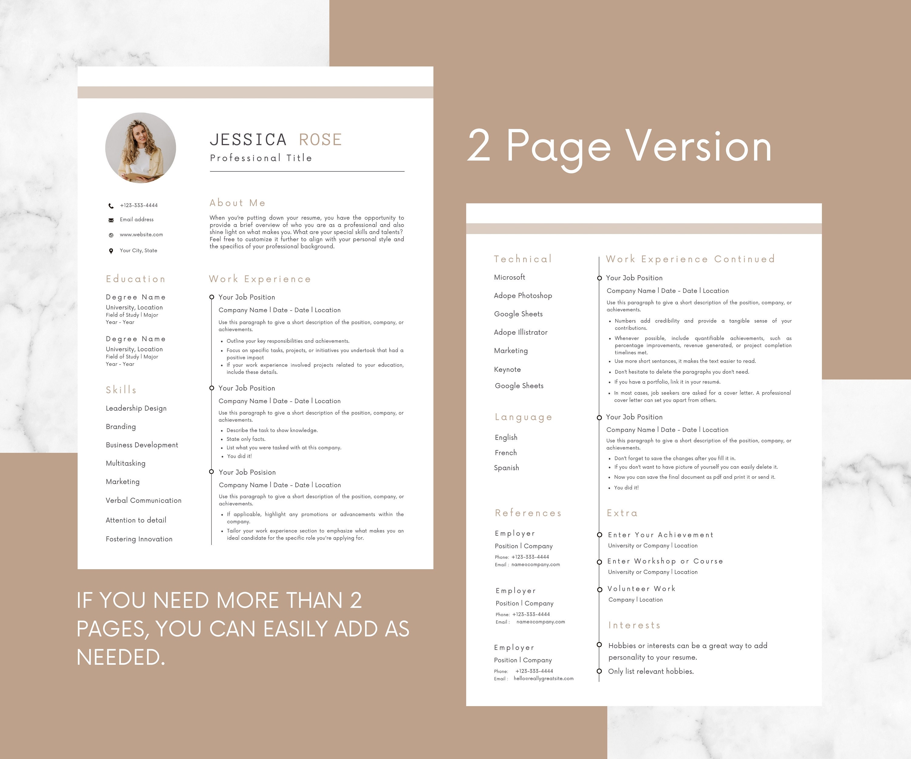Professional Resume Template for Word, Pages Clean Resume Template With ...
