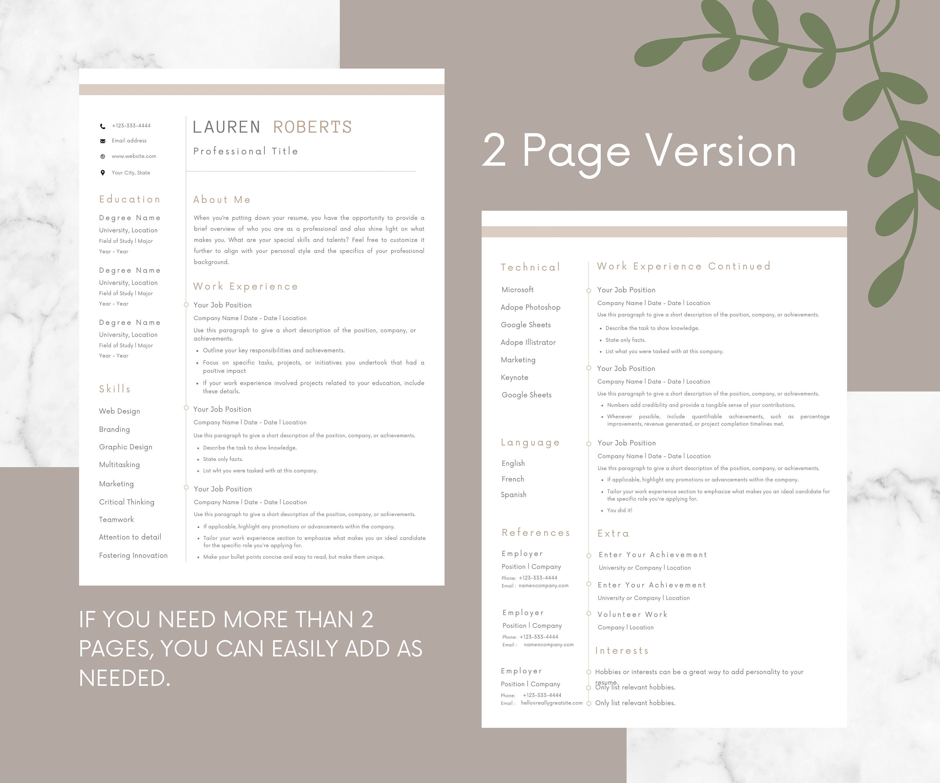 Professional Resume Template for Word, Pages | Clean Resume Template ...