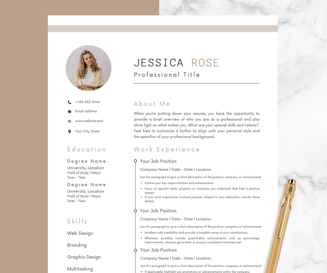 Clean Resume Template With Photo, Professional Resume, Best CV Resume ...