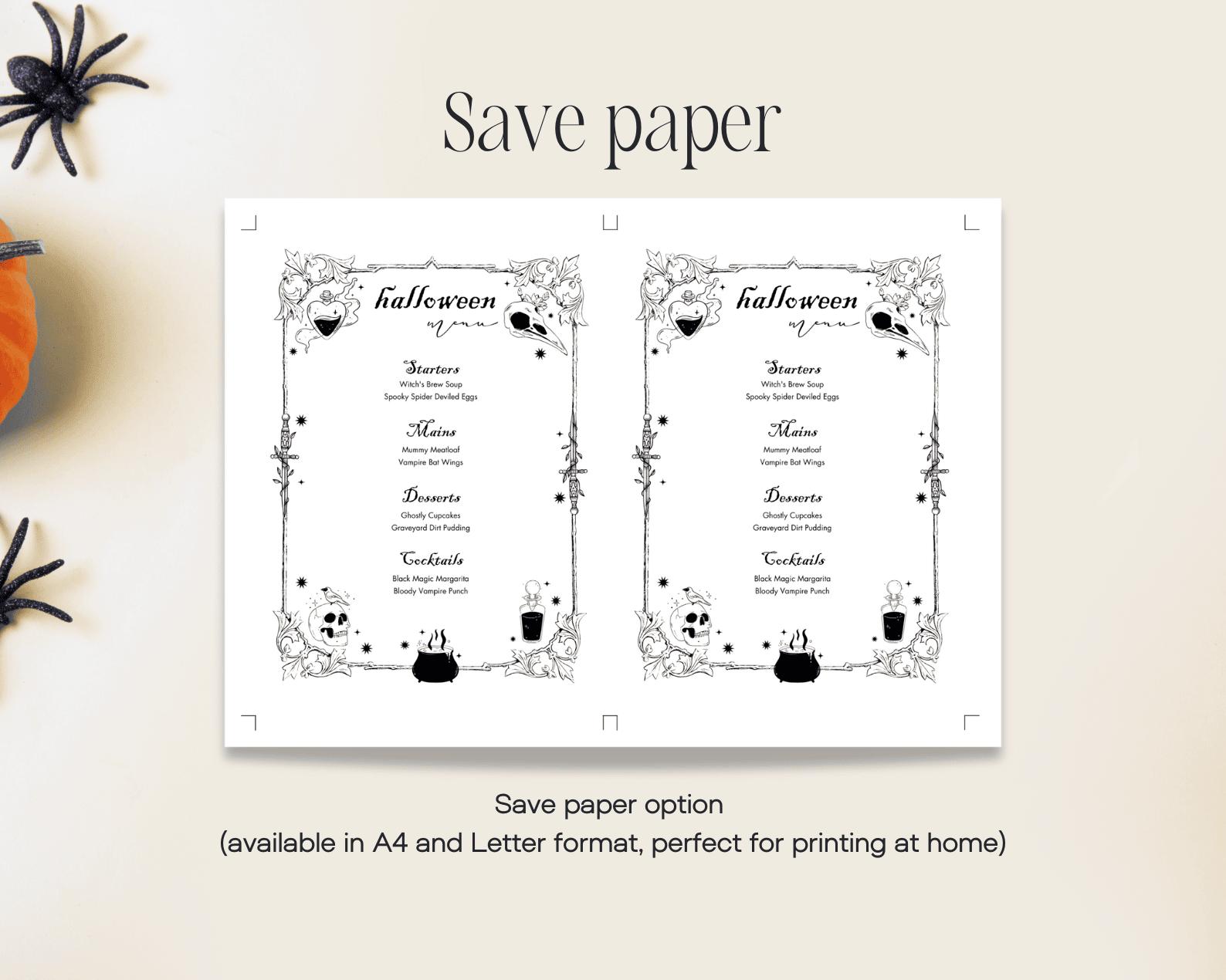 Halloween Party Menu Template, Vintage Spooky Printable Food Menu ...
