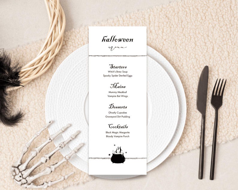 Halloween Party Menu Template, Vintage Spooky Printable Food Menu ...