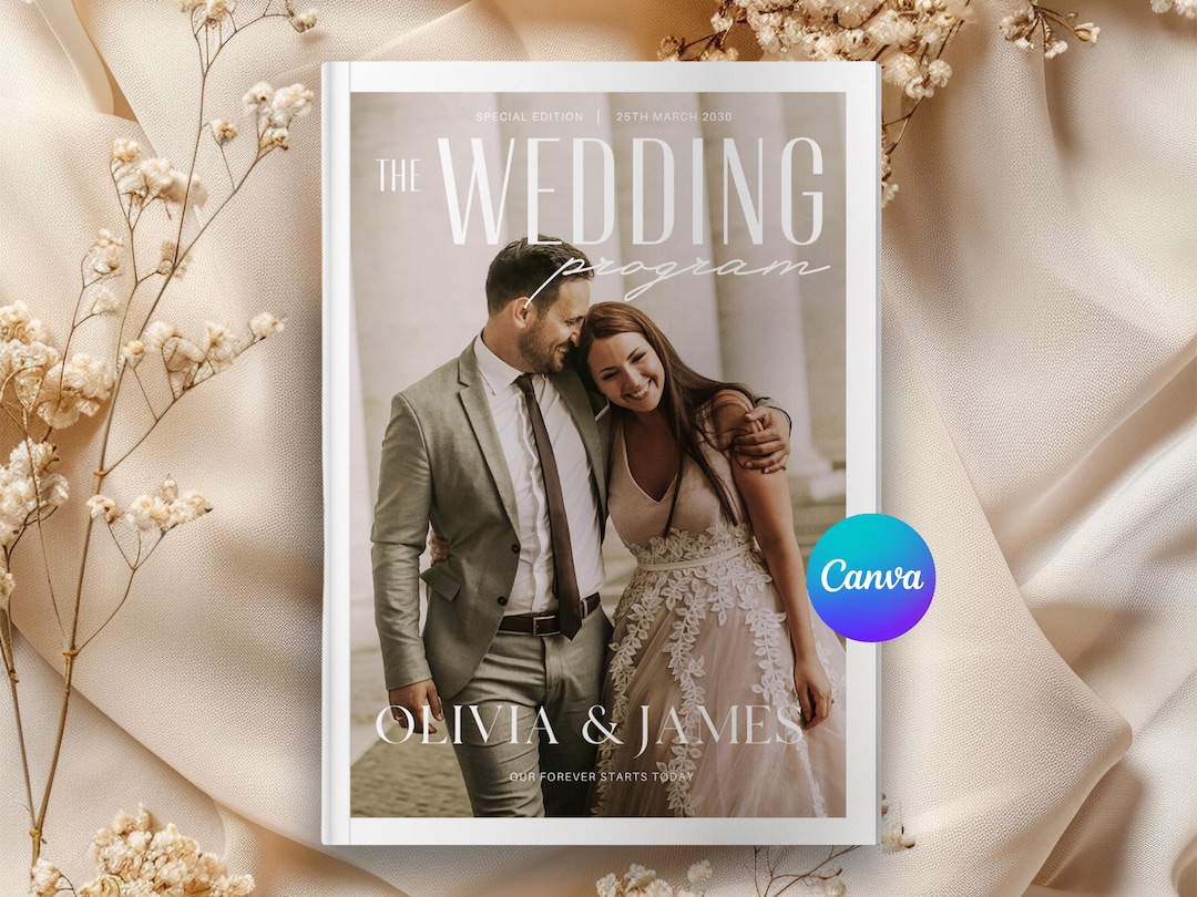 Wedding Magazine Template Canva, Personalized Bridal Keepsake for Your ...