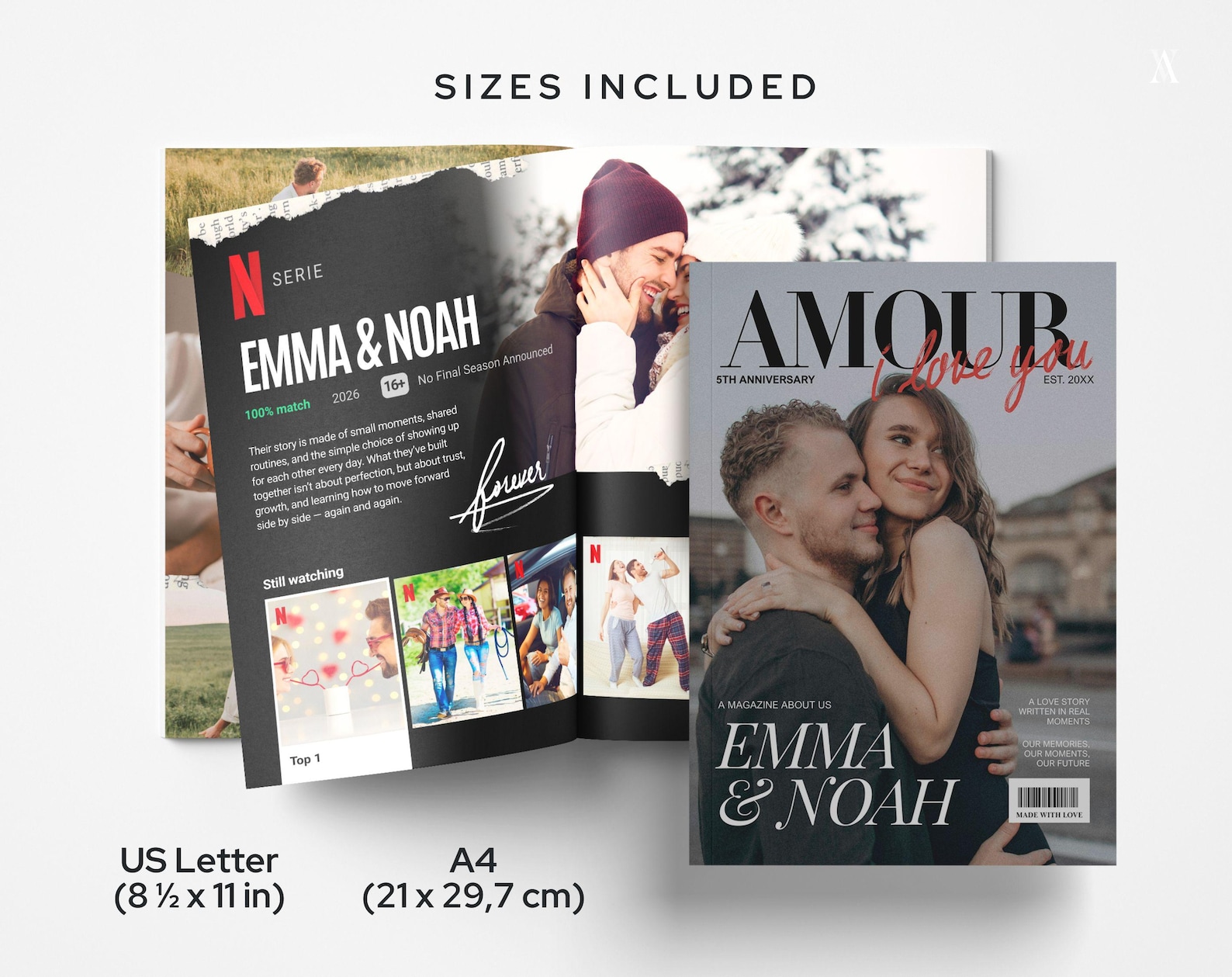 Personalized Couple Magazine, 5th Anniversary Gift (canva Template ...
