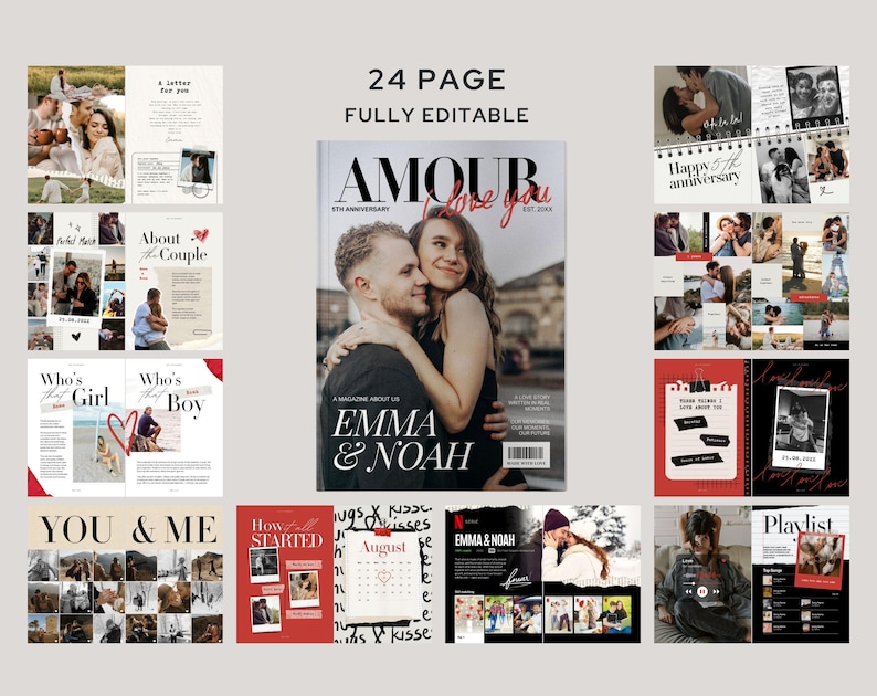 Personalized Couple Magazine Template, Vogue-style Photo Book (digital ...