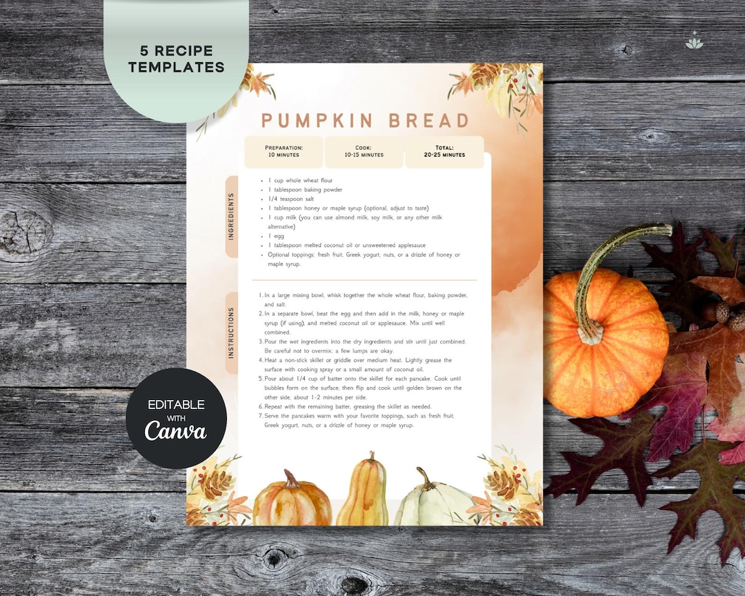 Thanksgiving Recipe Book Template Printable, Modern Recipe Book ...