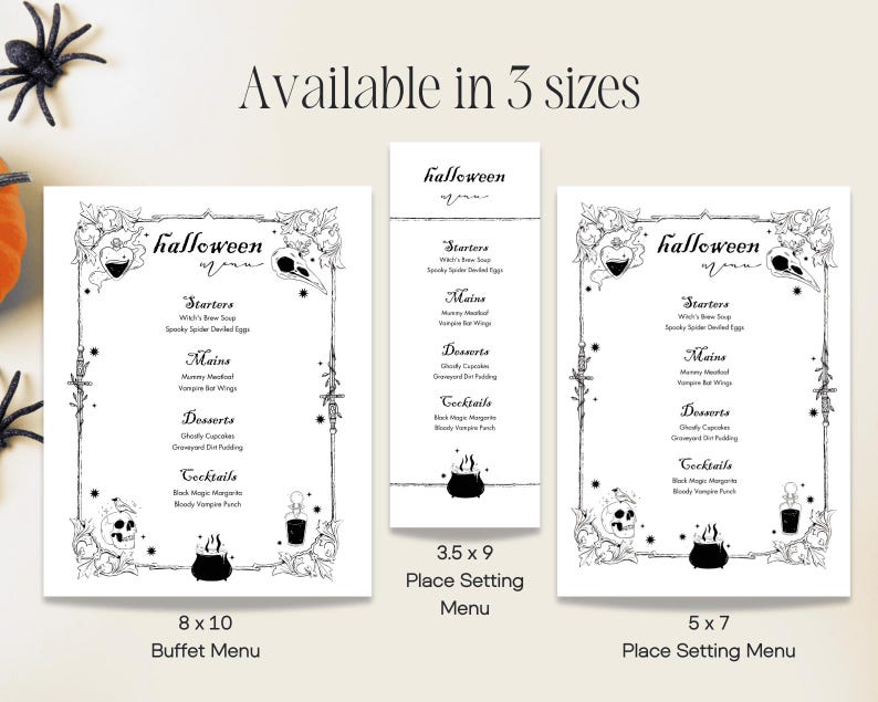 Halloween Party Menu Template, Vintage Spooky Printable Food Menu ...