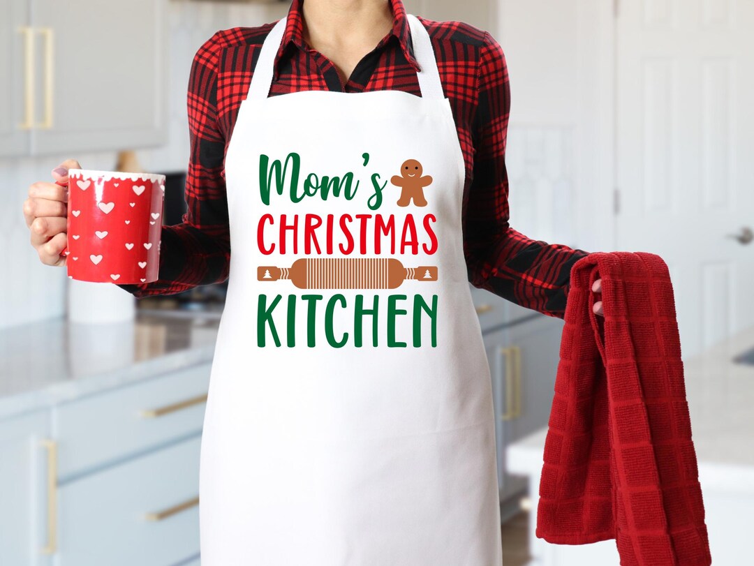 Moms Christmas Kitchen Apron, Christmas Cookie Apron, Family Dinner ...