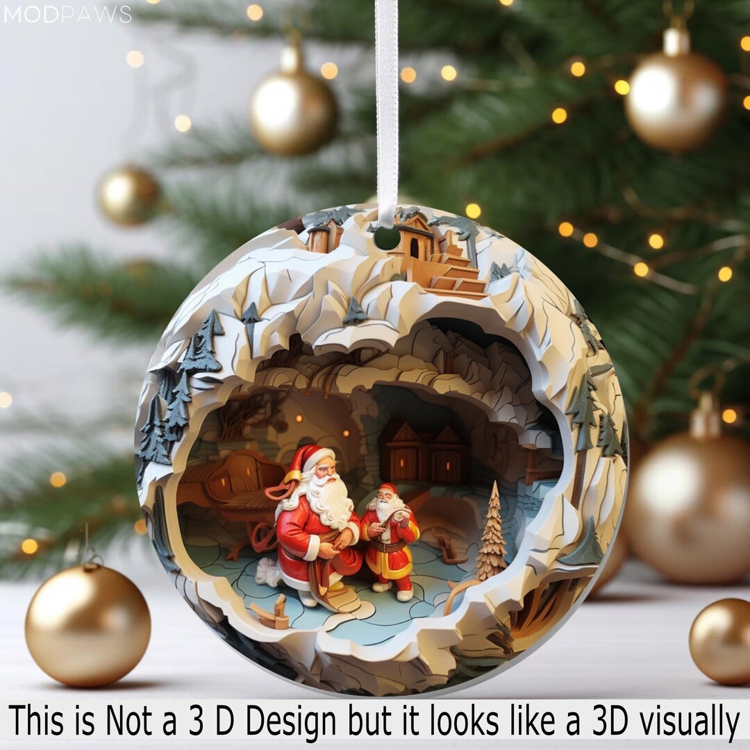 Santa Christmas Ornament, Realistic 2D Santa Ornament,personalized ...