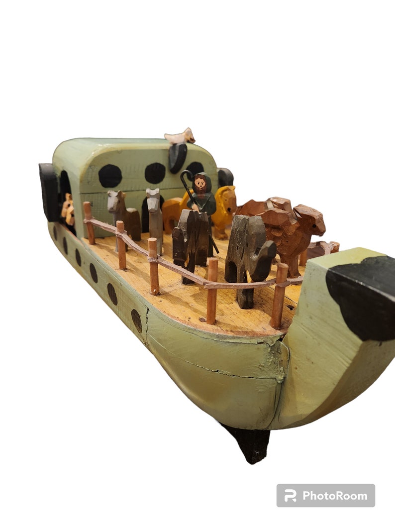 Vintage Handmade Wood Noah’s Ark - Etsy
