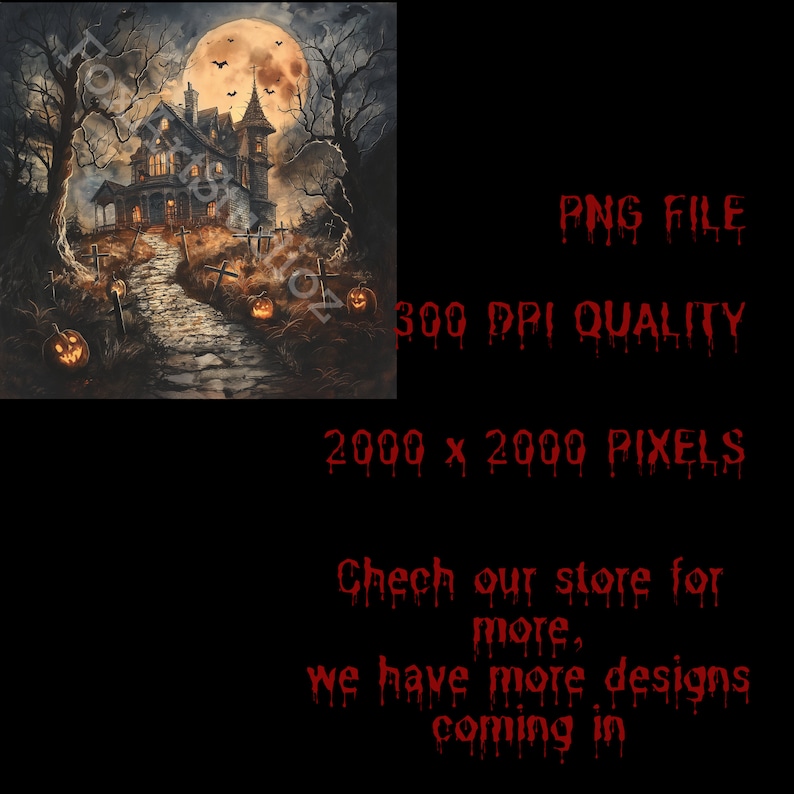 Halloween Landscape Digital Paper, Haunted Houses Images, Watercolor ...