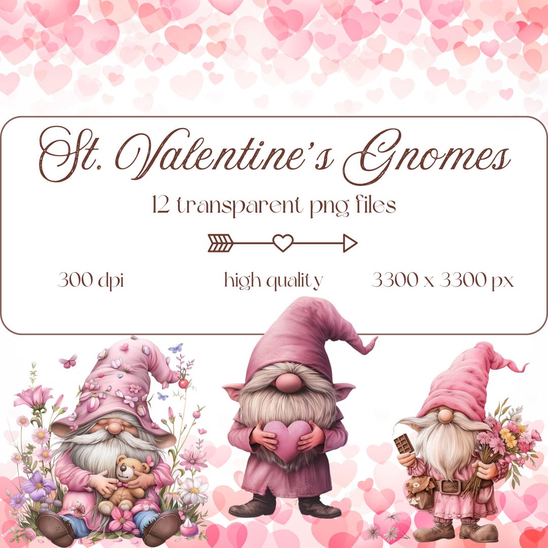 Valentines Day Clipart Bundle, Valentines Day Gnomes, Gnome Sublimation ...