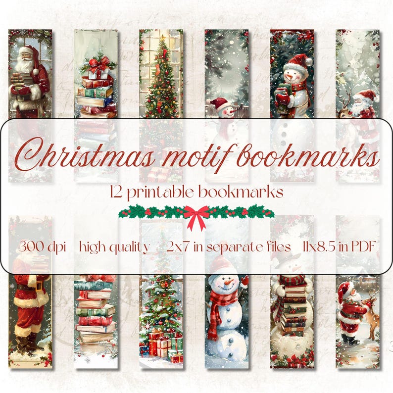 Printable Bookmarks, Winter Printable Bookmarks, Christmas Printable ...