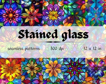 Stained Glass Seamless Pattern Digital Paper - Etsy