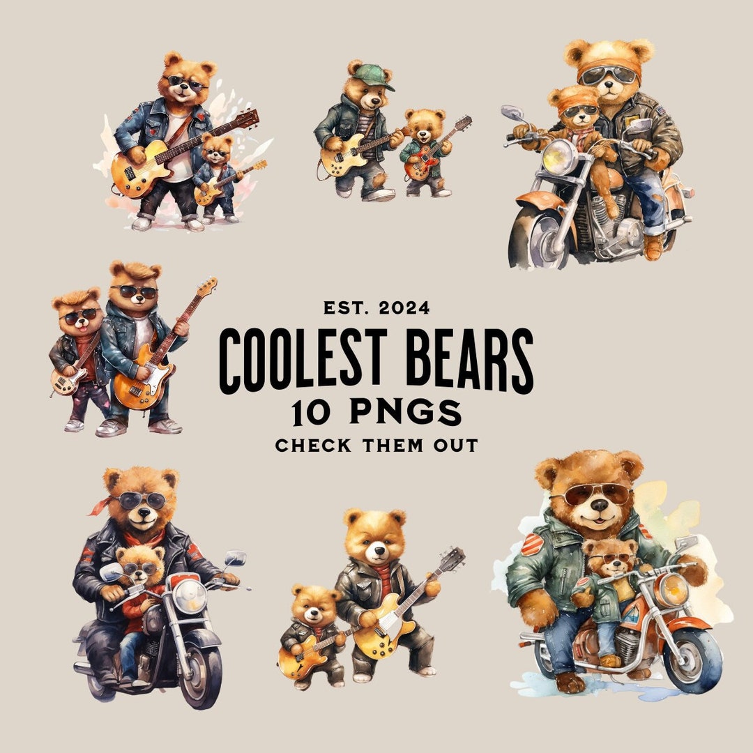 Papa Bear Clipart, Watercolor Father's Day Clipart, Daddy and Child ...