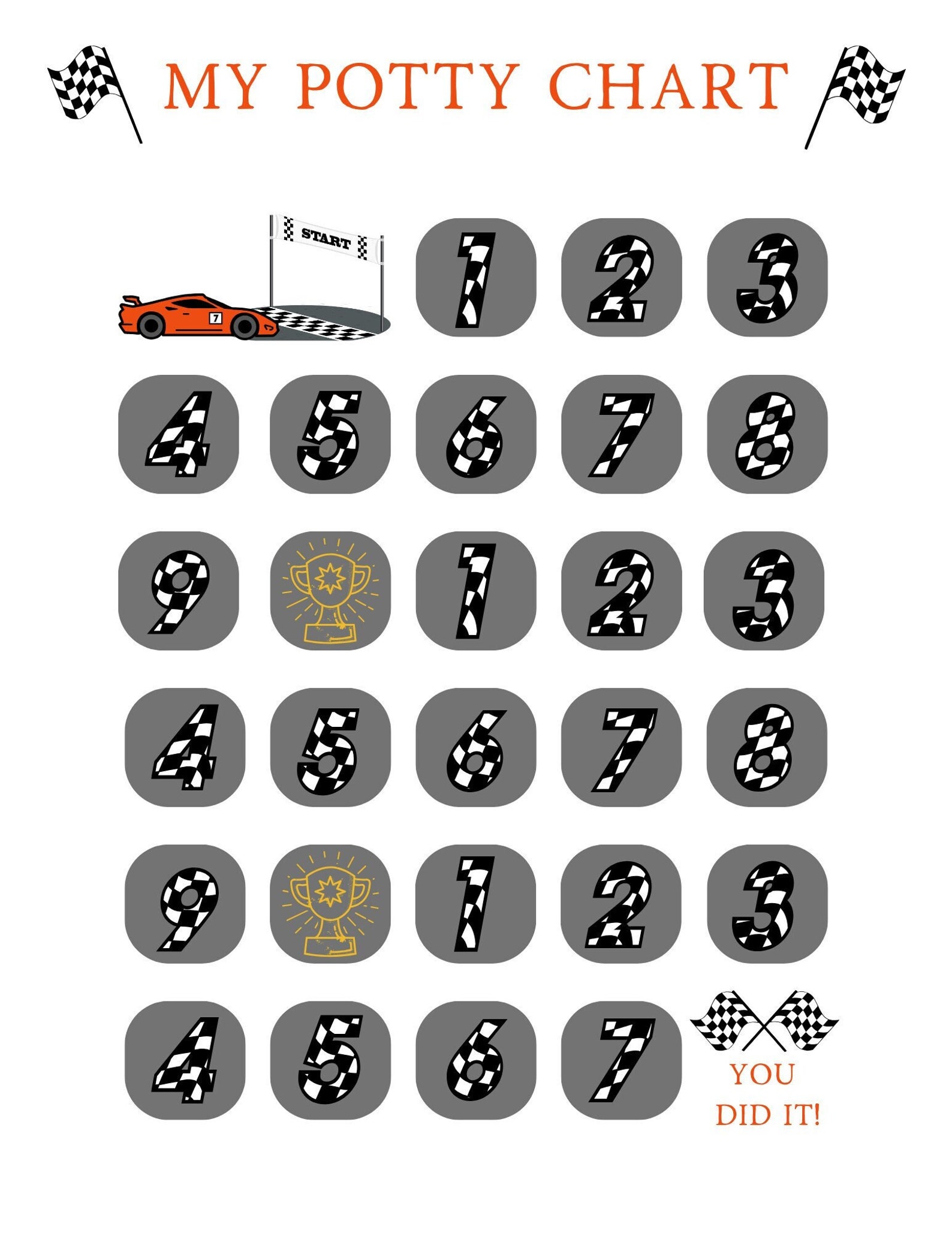 Race Car Potty Chart, Reward Chart PNG - Etsy