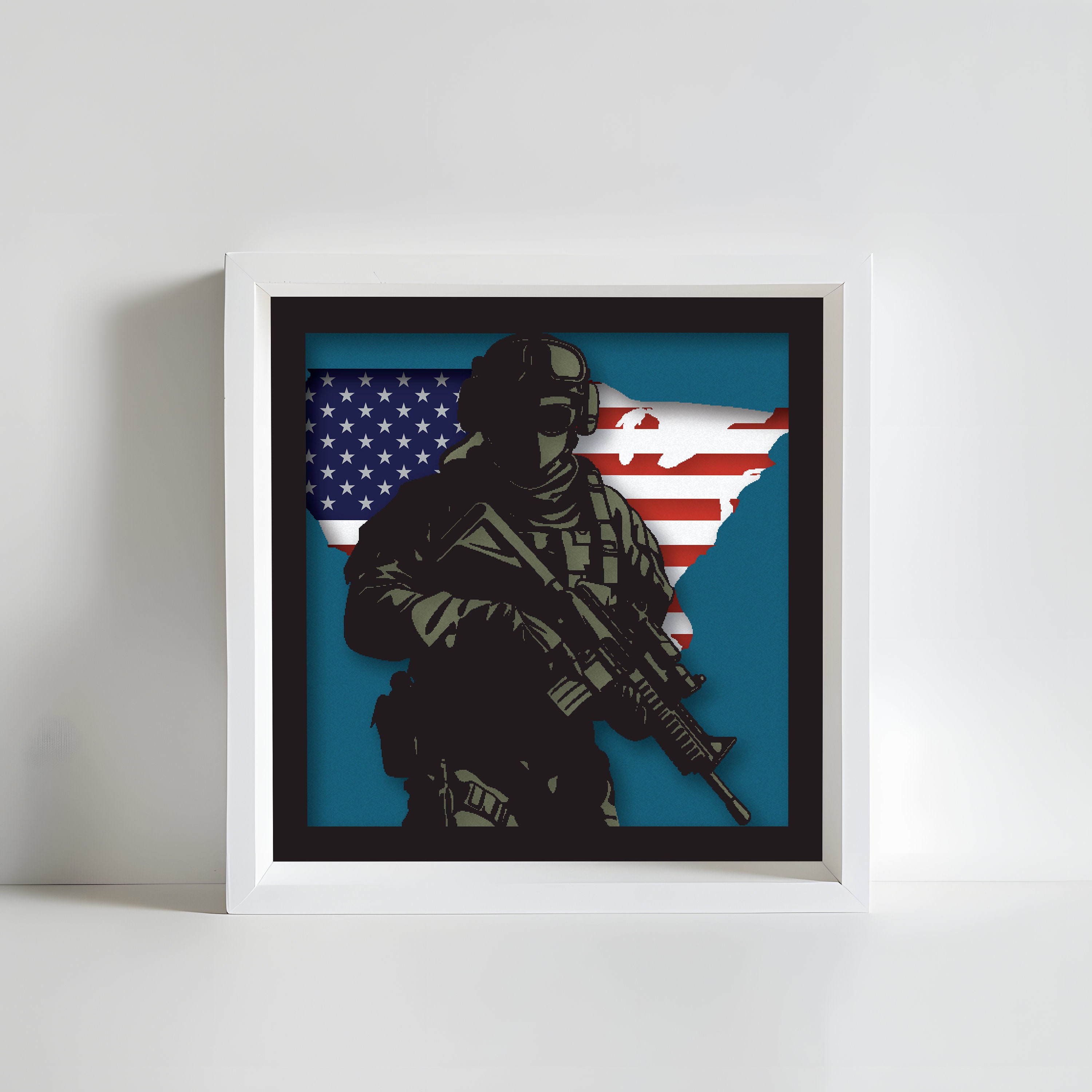 Soldier Silhouette SVG , Military Shadow Box Army, Shadow Box Navy ...