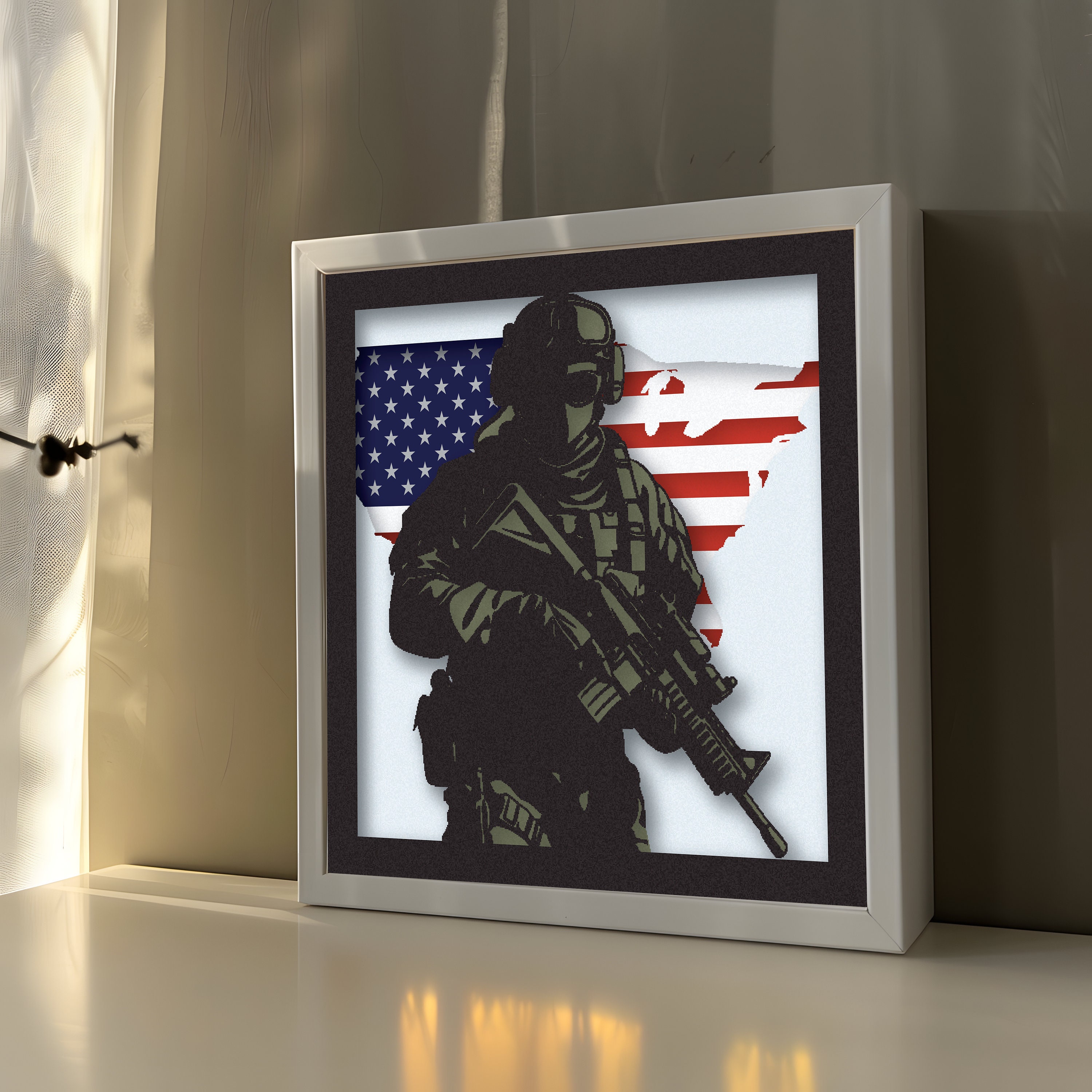 Soldier Silhouette SVG , Military Shadow Box Army, Shadow Box Navy ...