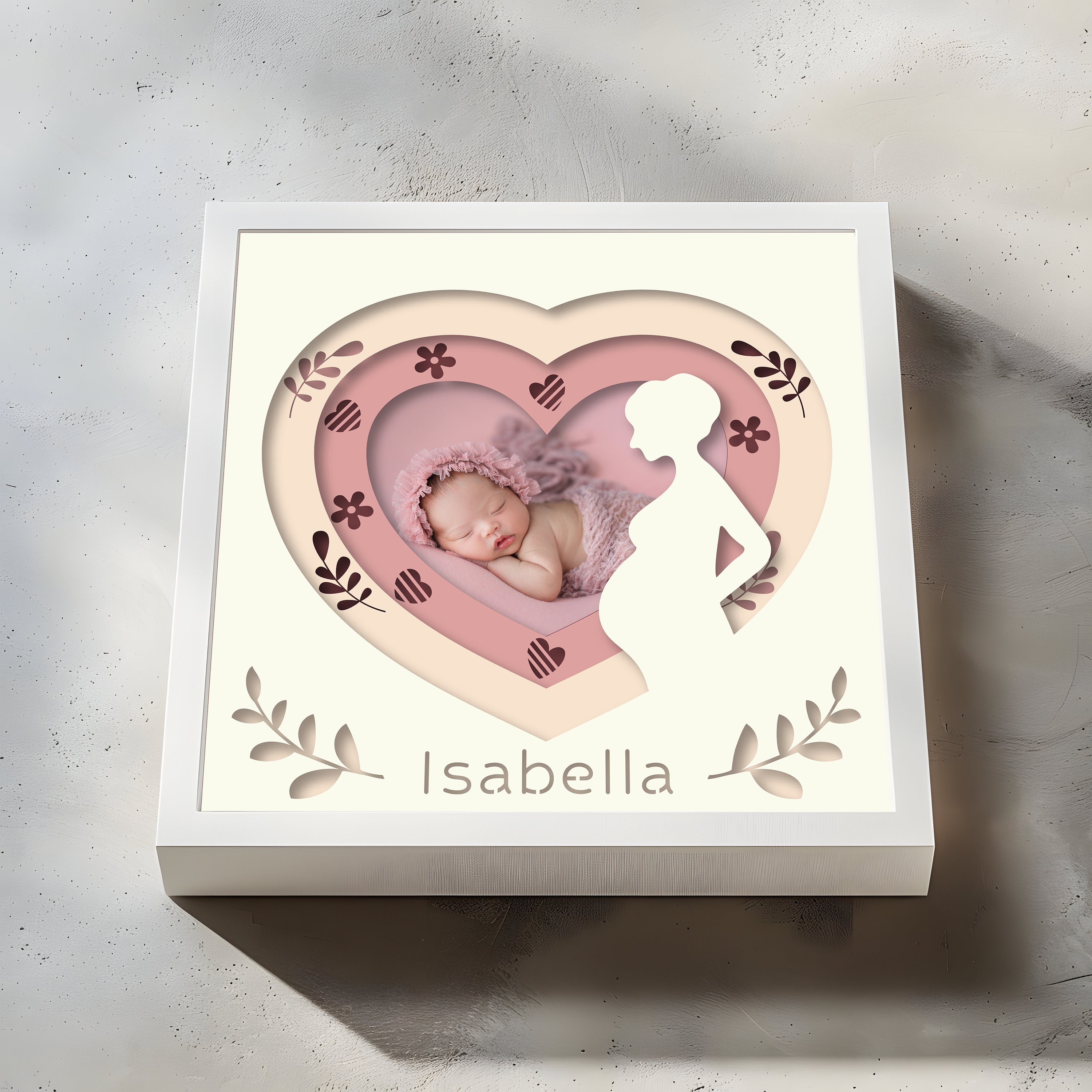 3D Baby Shadow Box: Custom Name, Birth Stats SVG (digital Download) - Etsy
