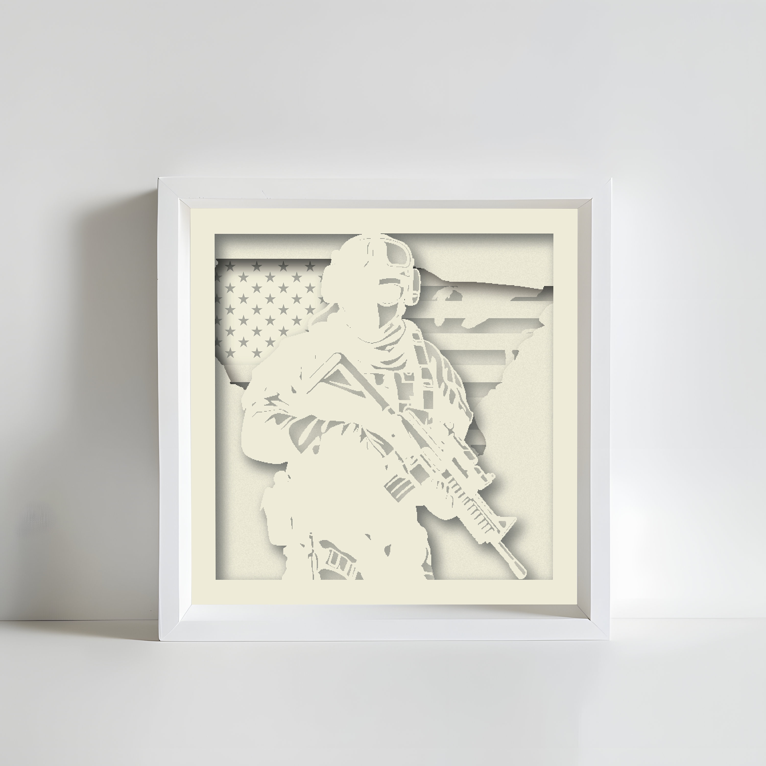 Soldier Silhouette SVG , Military Shadow Box Army, Shadow Box Navy ...