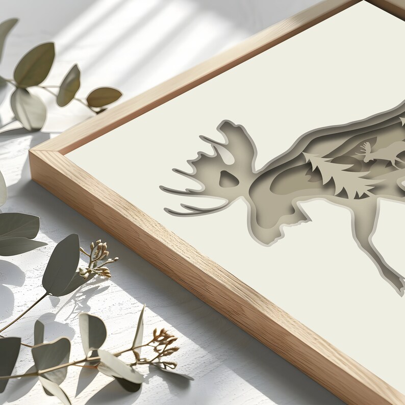 Moose Shadow Box, 3D Moose SVG, Paper Cut Light Box Template Files ...