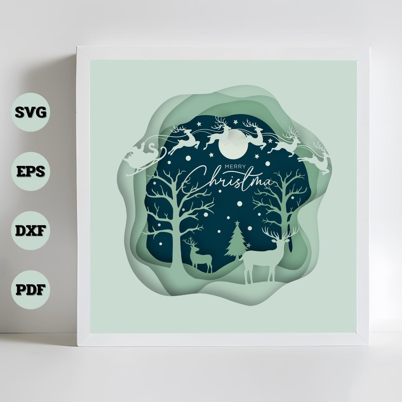 3D Merry Christmas Shadow Box Template, Xmas Shadow Boxes, 3d Christmas ...