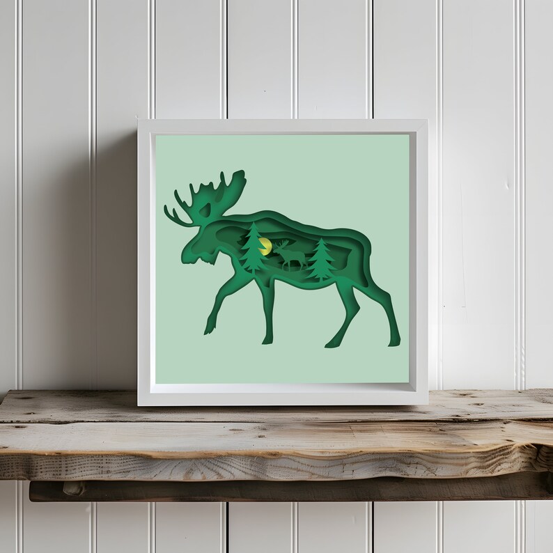 Moose Shadow Box, 3D Moose SVG, Paper Cut Light Box Template Files ...