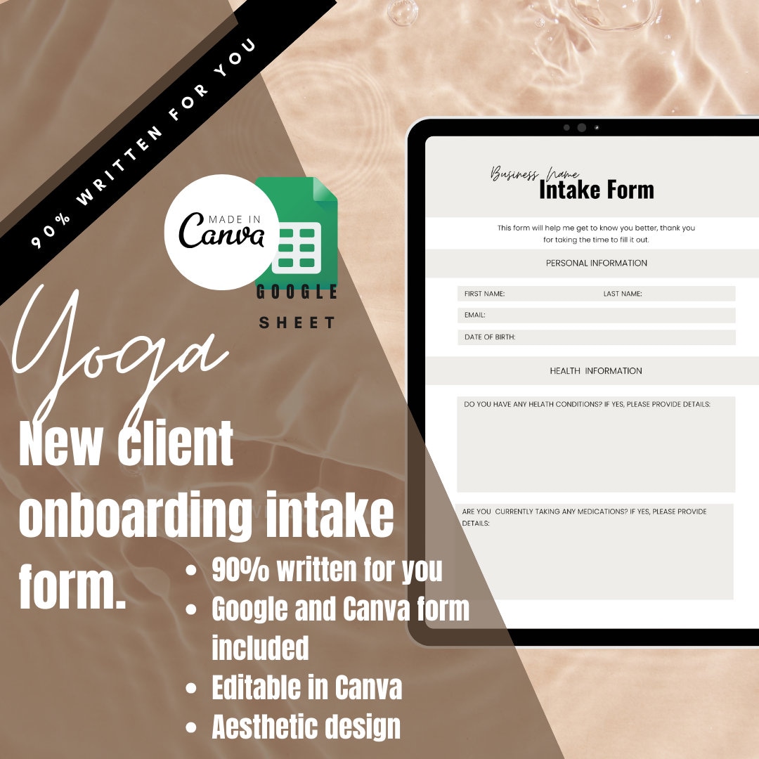 New Client Onboarding Intake Form for Online Yoga Business Google Form ...