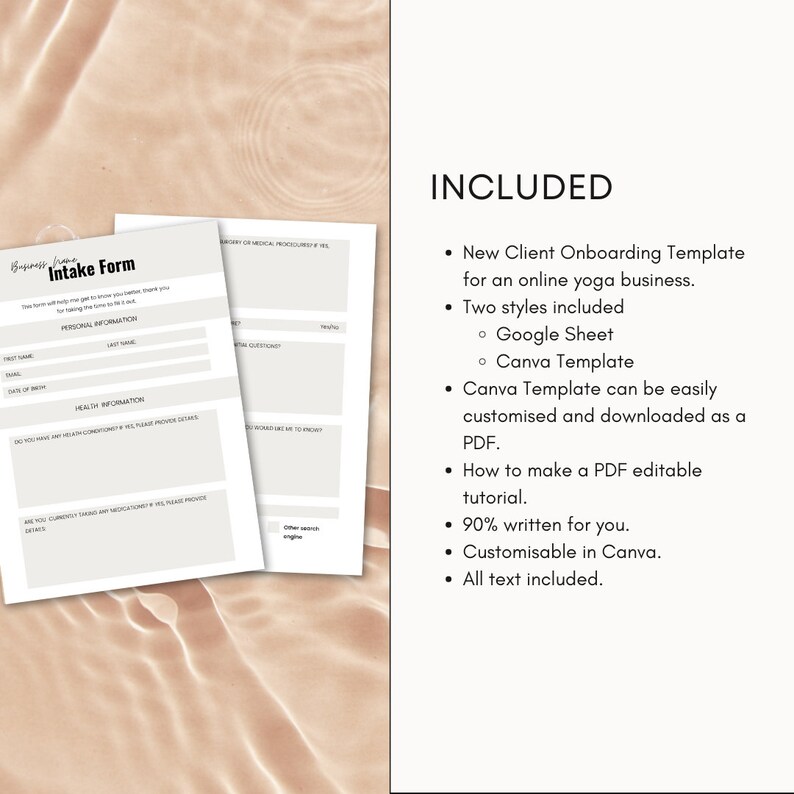 New Client Onboarding Intake Form for Online Yoga Business Google Form ...