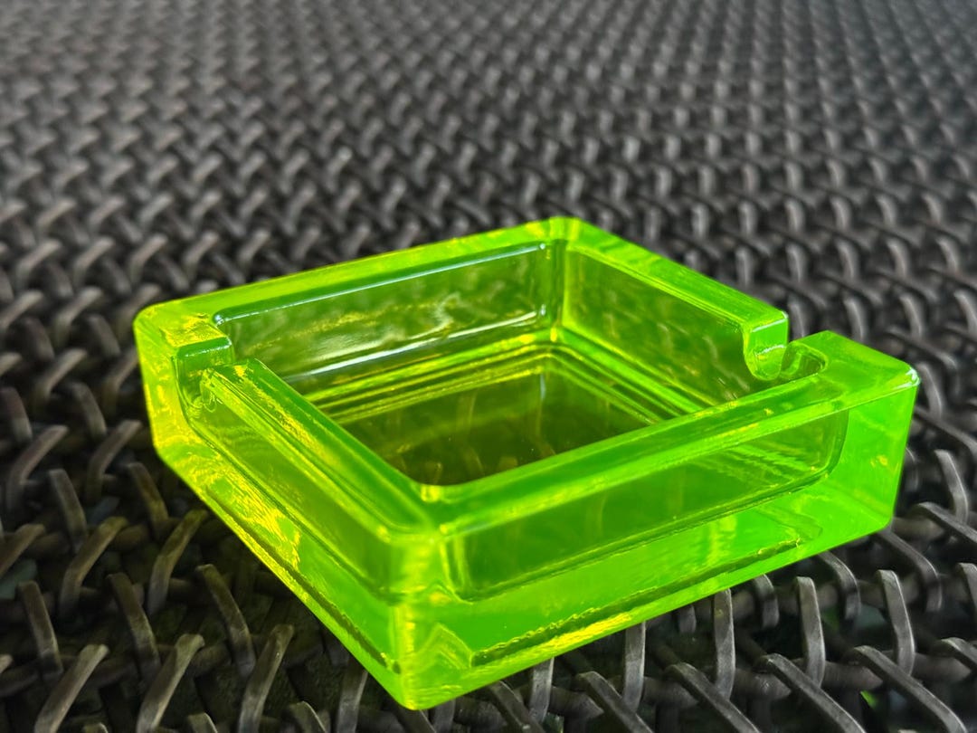 Uranium Glass Ashtray Vaseline Glass Depression Yellow Glass Plate Art ...