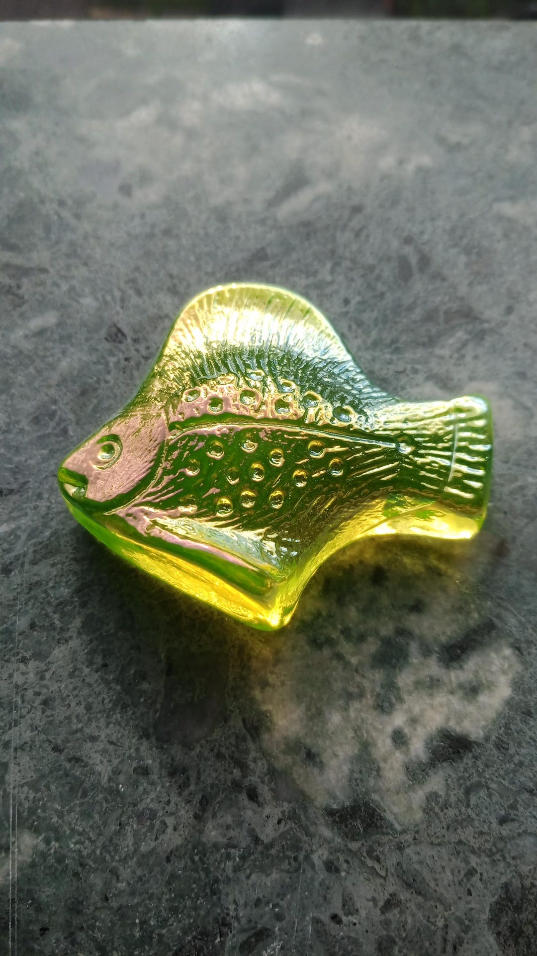 Uranium Iridescent Fish Glass Figurine Yellow Uranum Vaseline Clear ...