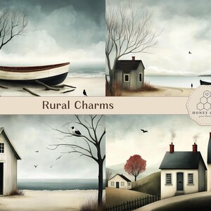 Rural Charms - Farmhouse and Coastal Illustrations – 20 Landscape ...