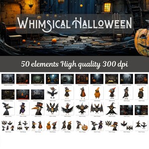 Whimsical Halloween Collection - Fun Quirky Halloween Graphics, Spooky ...