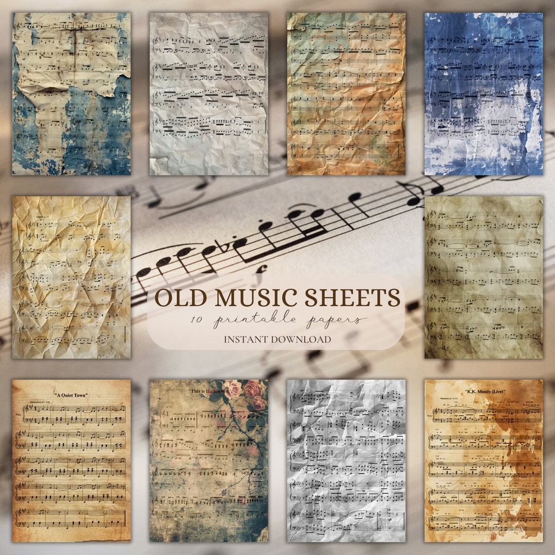 Old Sheet Music, Printable Paper, Junk Journal, 8.5 X 11, Neutral ...