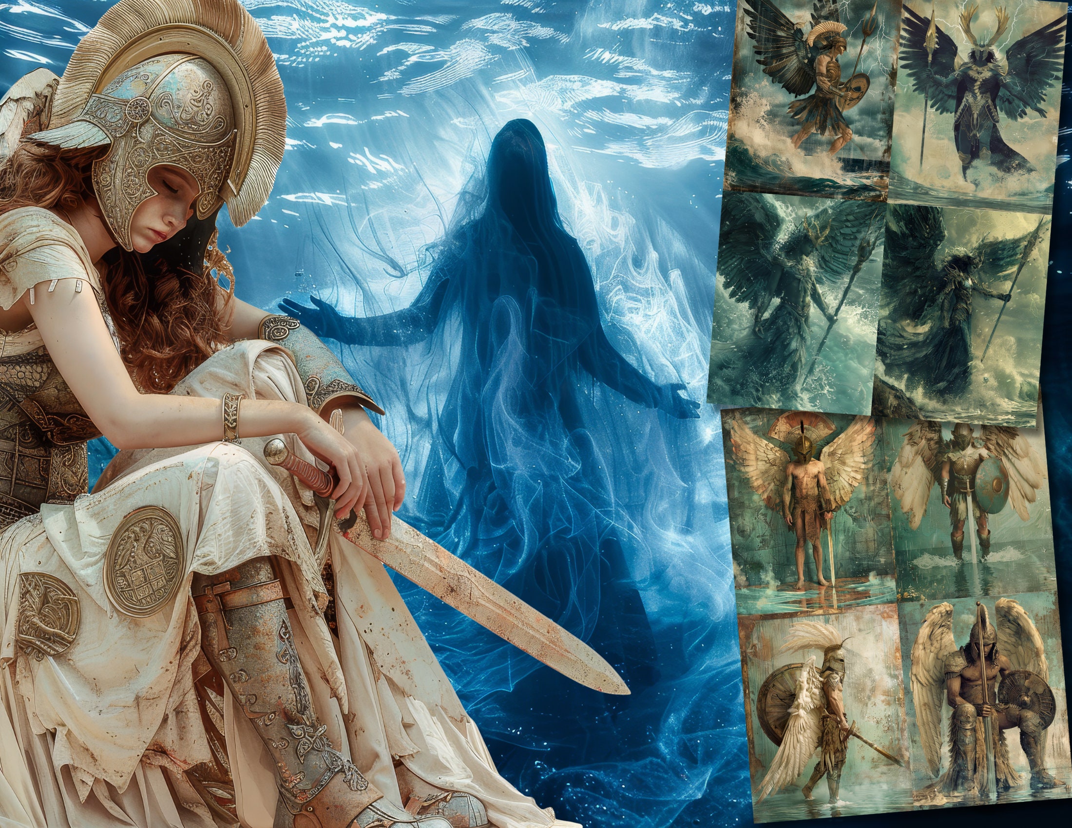 Gods of Water Paper Kit Mythical Water Deity Illustrations, Junk ...