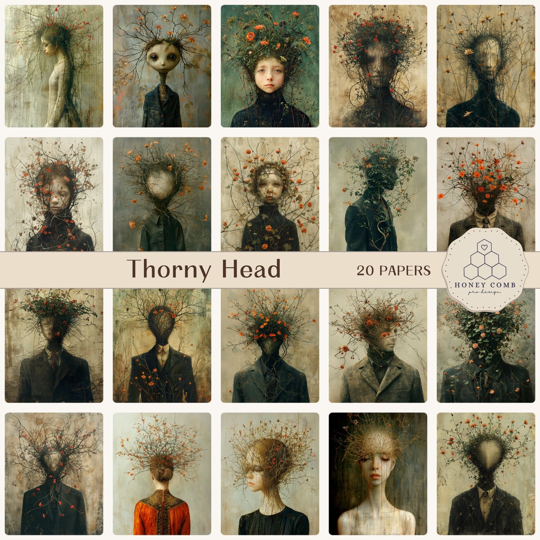 Thorny Head - Portrait Paper Collection, 20 Papers, 7 Printable Sheets ...