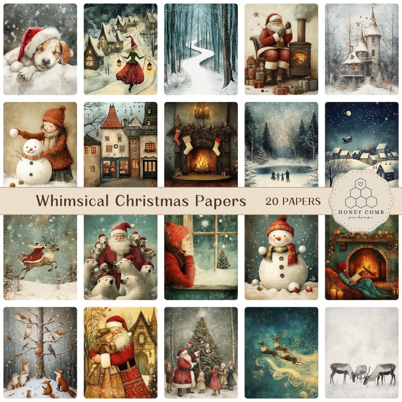 Whimsical Christmas Papers Kit - 20 Portrait Papers, 3 Sizes ...
