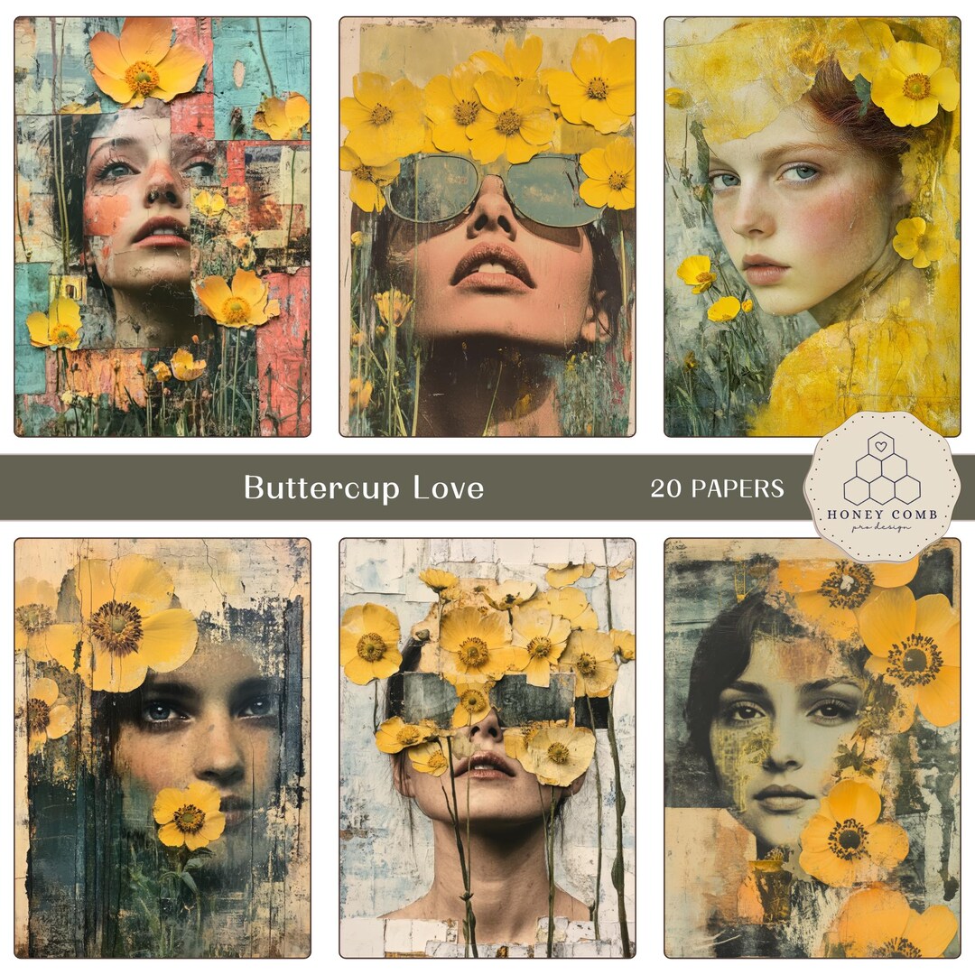 Buttercup Love Collage Kit - 20 Polaroid-style Images + 7 Printable ...