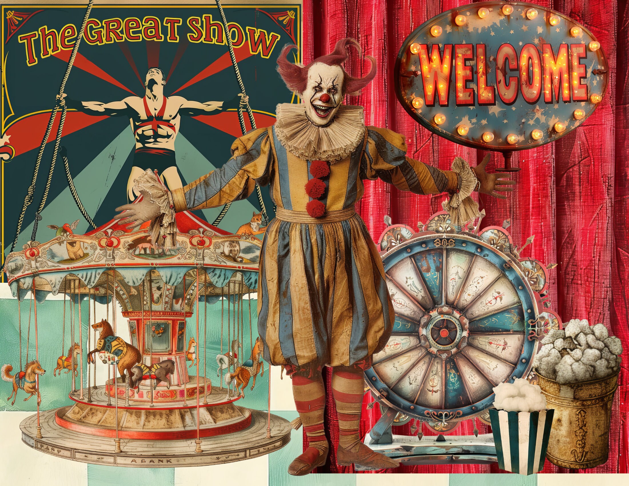 Circus Magic Ultimate Digital Paper Pack, Vintage Circus Clipart ...