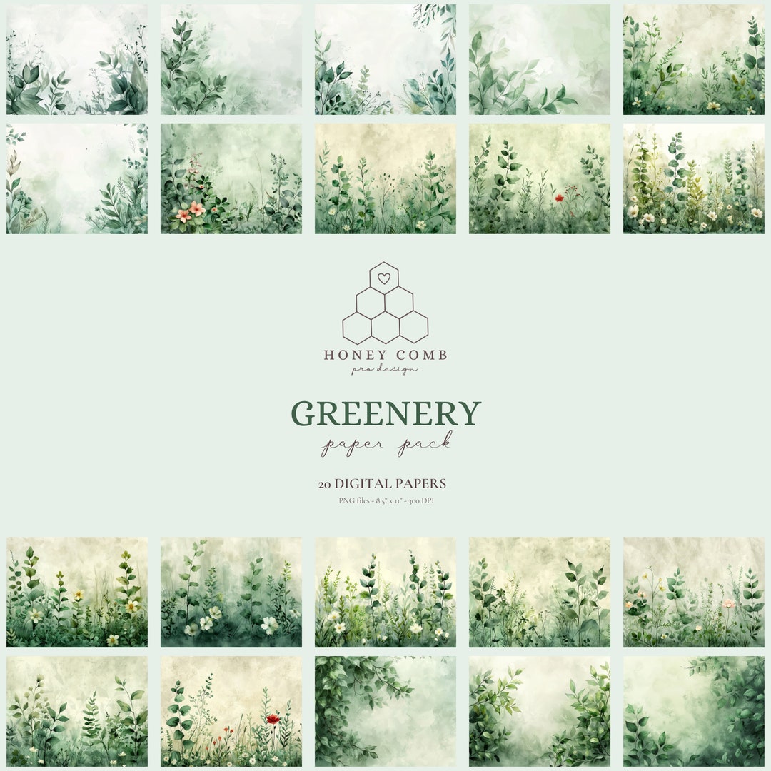 Greenery Watercolor Paper Set 20 Nature-inspired Field Notes Style ...