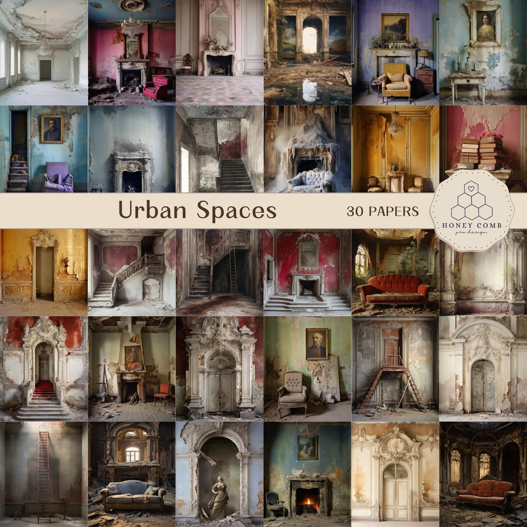 Urban Spaces: 30 Digital Papers and 10 Printable Sheets Featuring ...