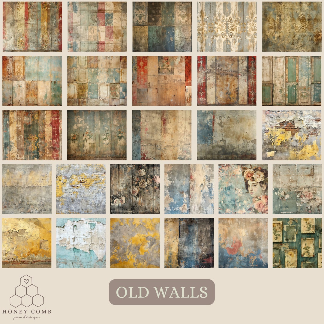 Vintage Walls, Distressed Textures for Junk Journals, Commercial Use ...