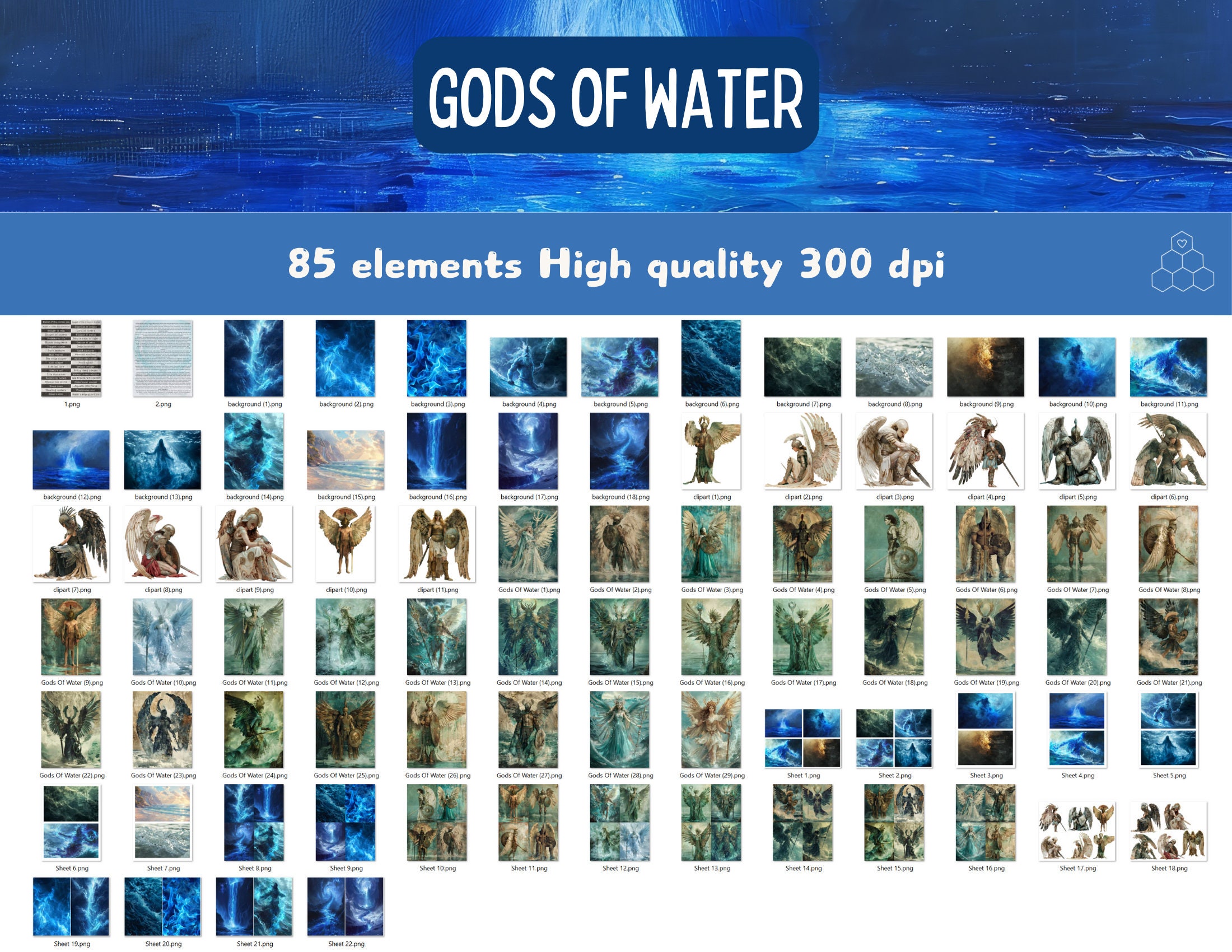 Gods of Water Paper Kit Mythical Water Deity Illustrations, Junk ...
