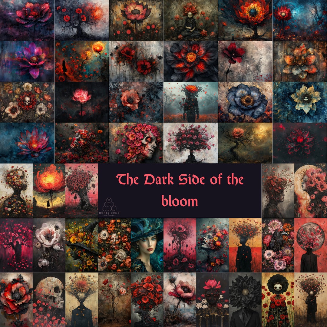 Dark Bloom Elegance - 50 Moody Floral Papers/backgrounds, Commercial ...