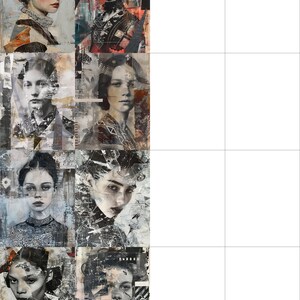 Silver Reflections - 40 Mixed Media Collages of Women's Portraits, PNG ...