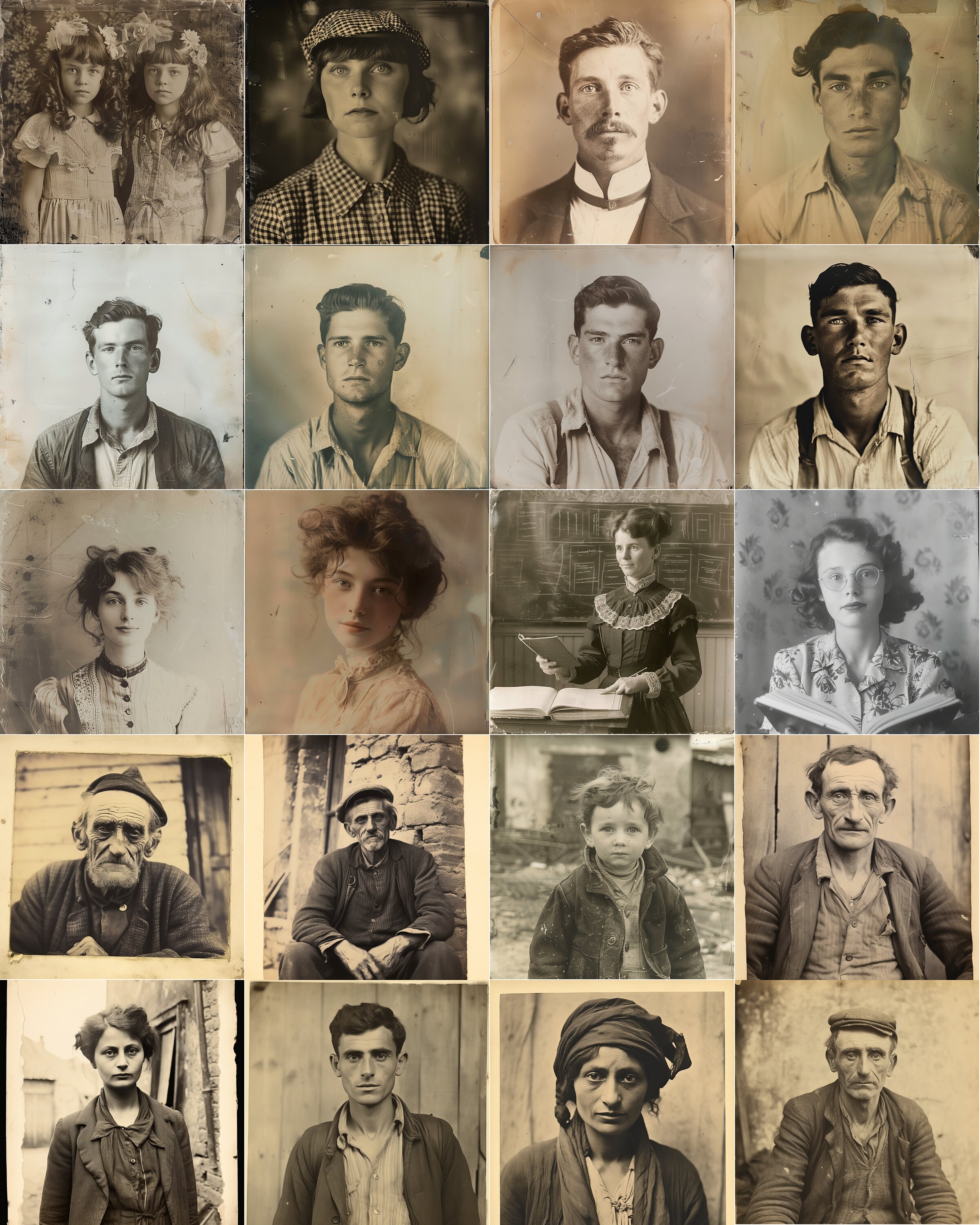 Vintage Photo Collage Set 5 Printable Collage Sheets With 100 Small Old ...