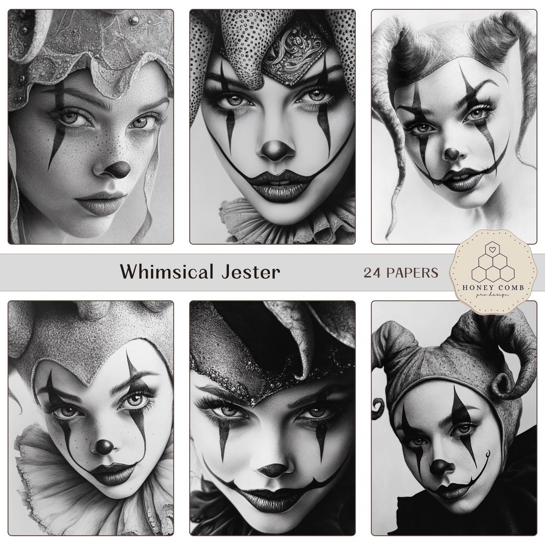 Whimsical Jester Portrait Kit 20 Photorealistic to Pencil Drawn ...